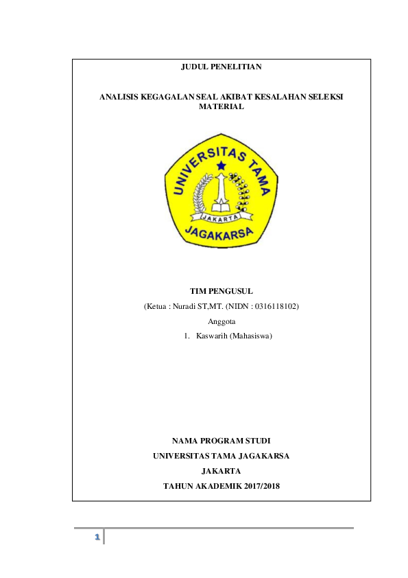 (PDF) JUDUL PENELITIAN ANALISIS KEGAGALAN SEAL AKIBAT KESALAHAN SELEKSI ...