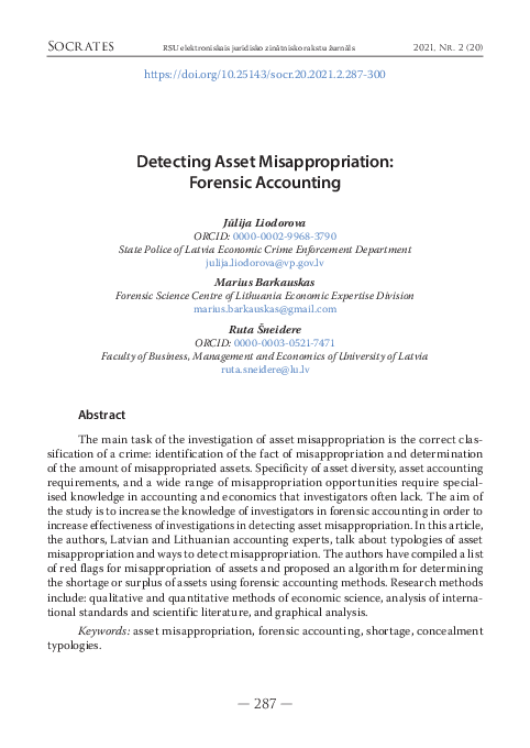 (PDF) Detecting Asset Misappropriation: Forensic Accounting