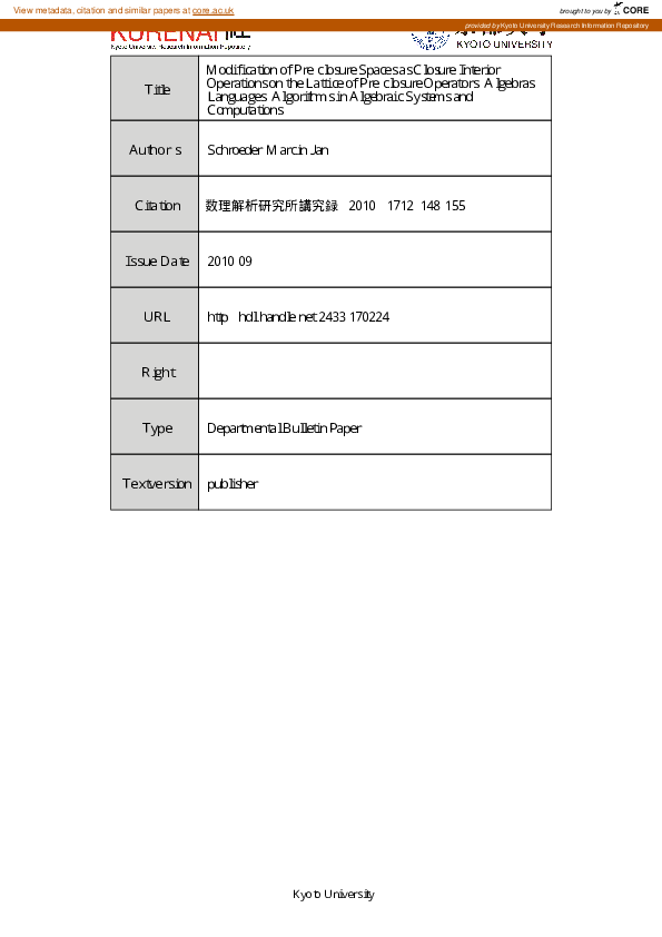 (PDF) Modification of pre-closure spaces as closure/interior operations on the lattice of pre ...