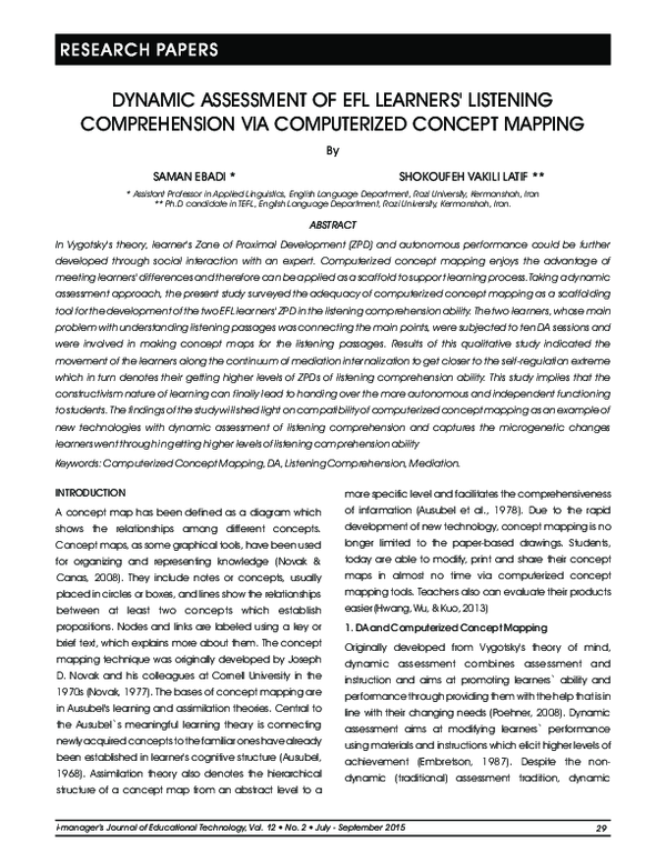 (PDF) Dynamic Assessment of EFL Learners' Listening Comprehension via Computerized Concept Mapping