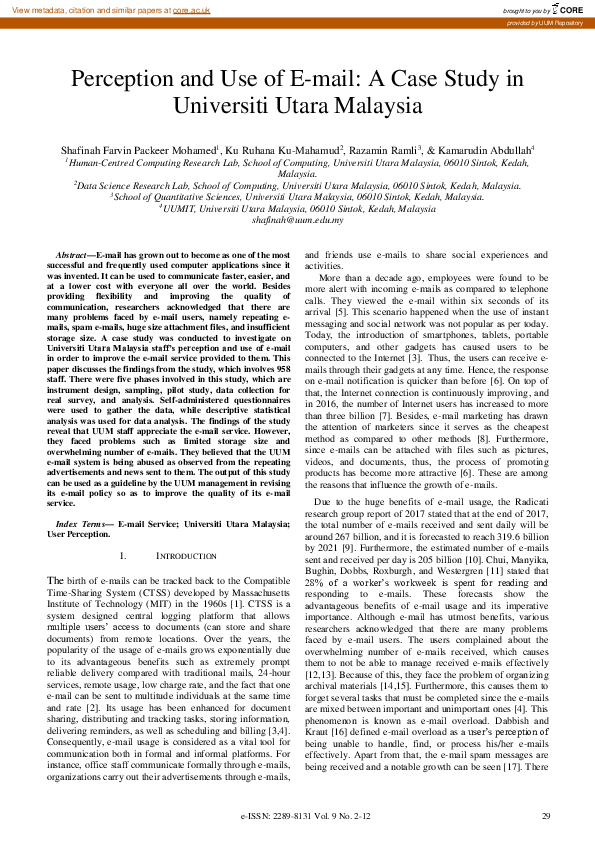 (PDF) Perception and Use of E-mail: A Case Study in Universiti Utara Malaysia