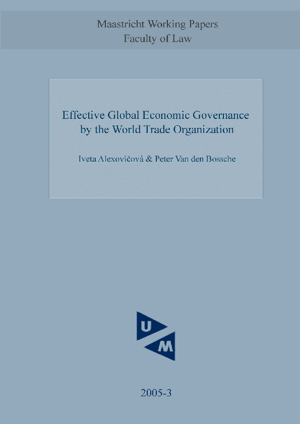 (PDF) Effective Global Economic Governance by the World Trade Organization