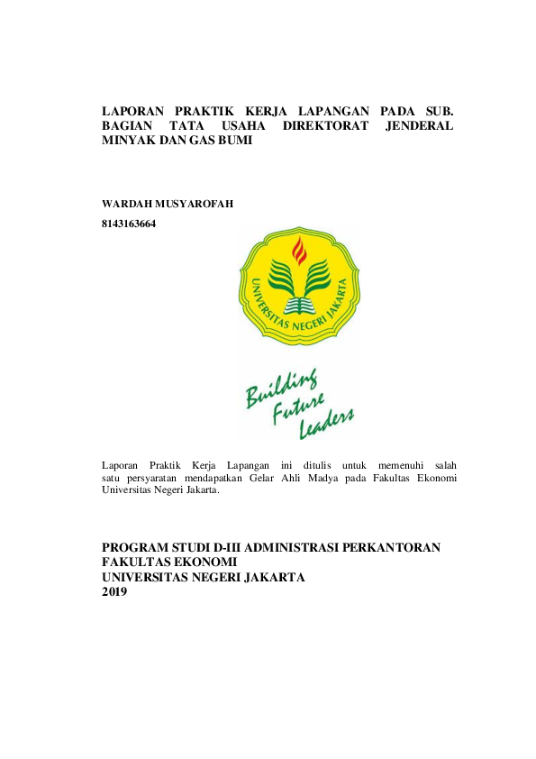 (PDF) Laporan Praktik Kerja Lapangan Pada Sub. Bagian Tata Usaha Direktorat Jenderal Minyak Dan ...