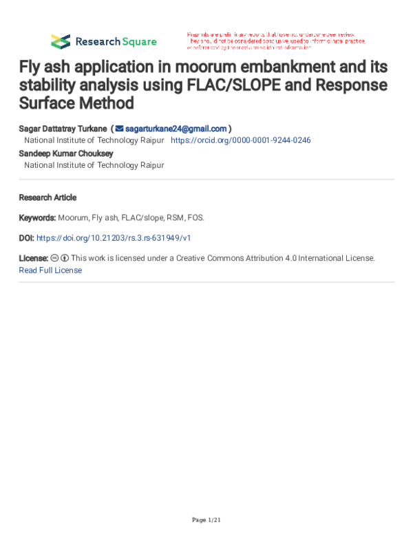 (PDF) Fly ash application in moorum embankment and its stability ...