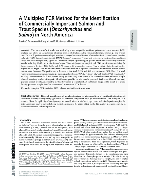 (PDF) Multiplex PCR for Salmon Species Detection