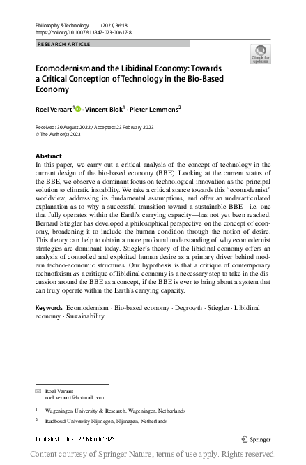 (PDF) Ecomodernism and the Libidinal Economy: Towards a Critical ...