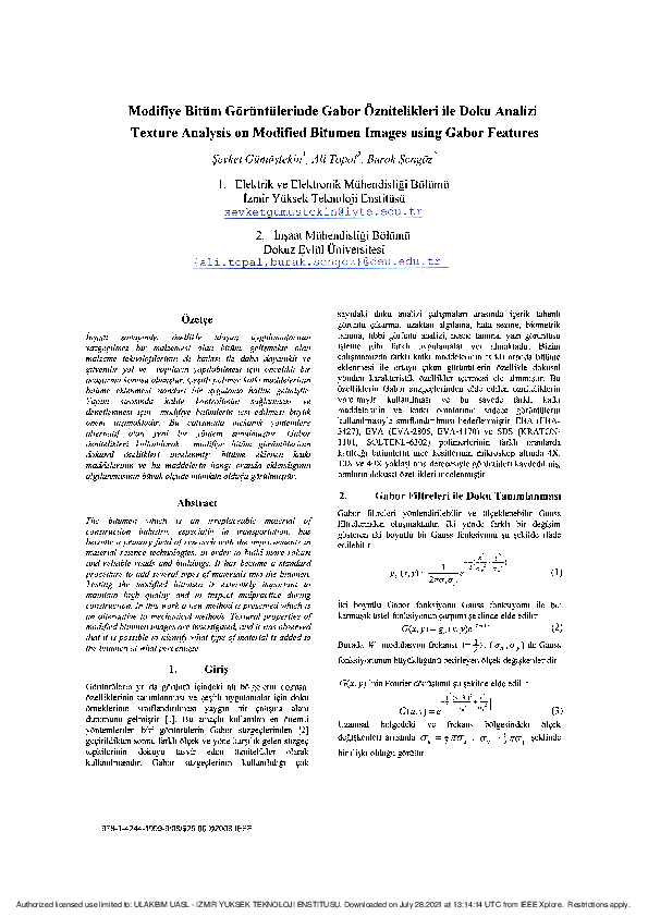 (PDF) Texture analysis on modified bitumen images using Gabor features