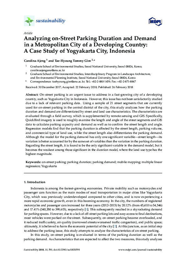(PDF) Analyzing on-Street Parking Duration and Demand in a Metropolitan City of a Developing ...