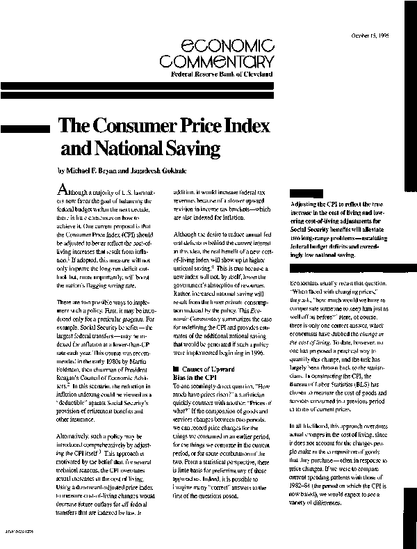 (PDF) The consumer price index and national saving