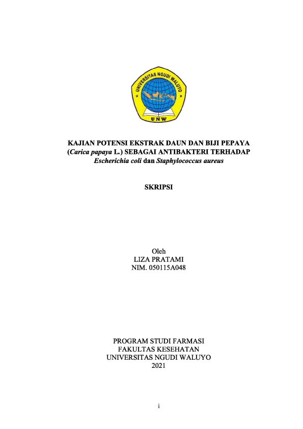 (PDF) KAJIAN POTENSI EKSTRAK DAUN DAN BIJI PEPAYA (Carica papaya L.) SEBAGAI ANTIBAKTERI ...