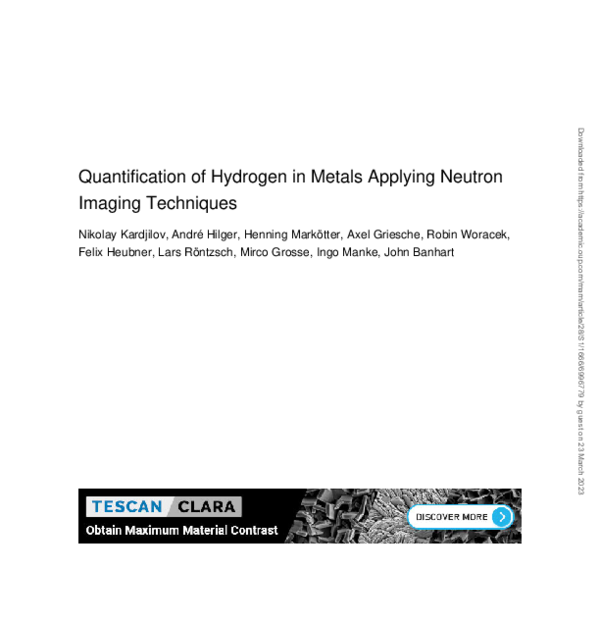 (PDF) Quantification of Hydrogen in Metals Applying Neutron Imaging Techniques