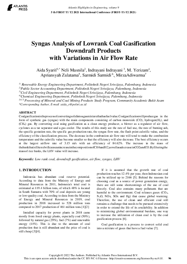 (PDF) Syngas Analysis of Lowrank Coal Gasification Downdraft Products ...