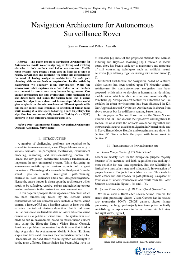 (PDF) Navigation Architecture for Autonomous Surveillance Rover