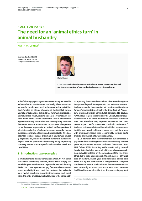 (PDF) The need for an 'animal ethics turn' in animal husbandry