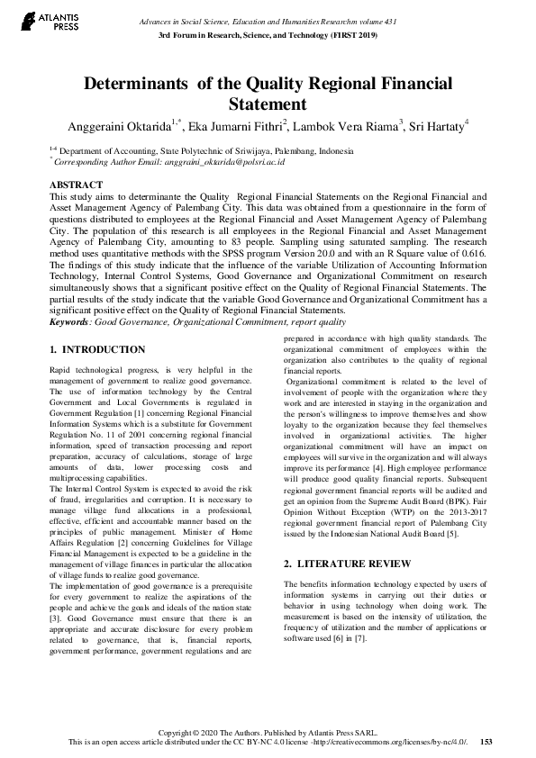 (PDF) Determinants of the Quality Regional Financial Statement
