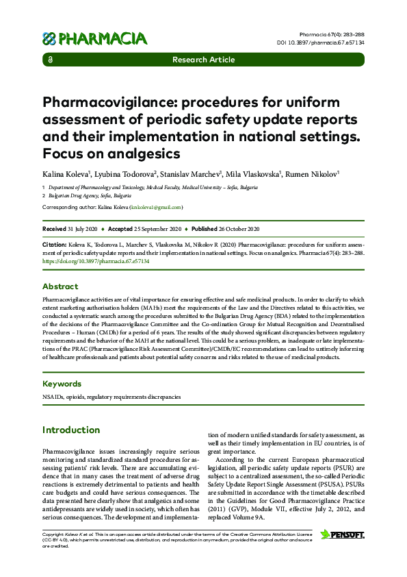 (PDF) Pharmacovigilance: procedures for uniform assessment of periodic ...