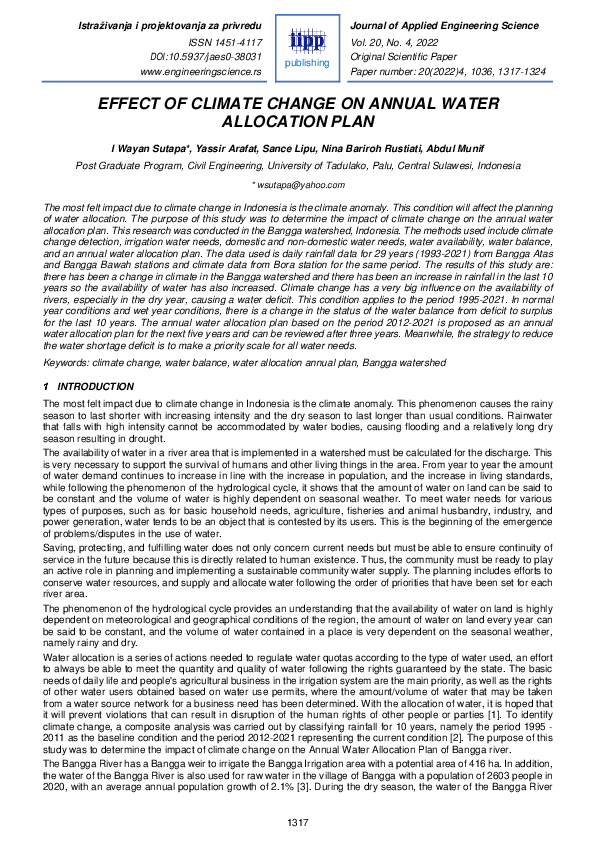 (PDF) Effect of climate change on annual water allocation plan