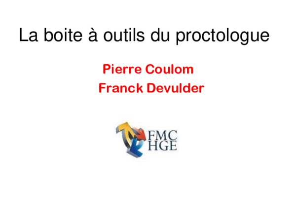 (PDF) La boîte à outils du proctologue