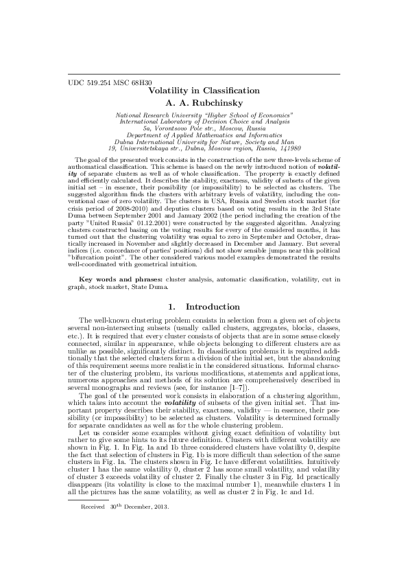 (PDF) Volatility in Classification