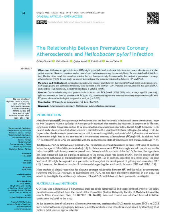 (PDF) Taylan G, Demir M, Kaya Ç, Kurt İ, Yalta K. The Relationship ...