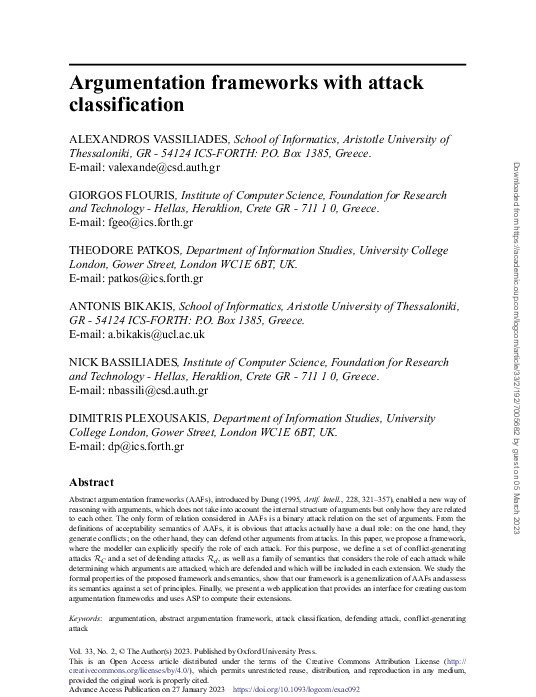 (PDF) Argumentation Frameworks with Attack Classification