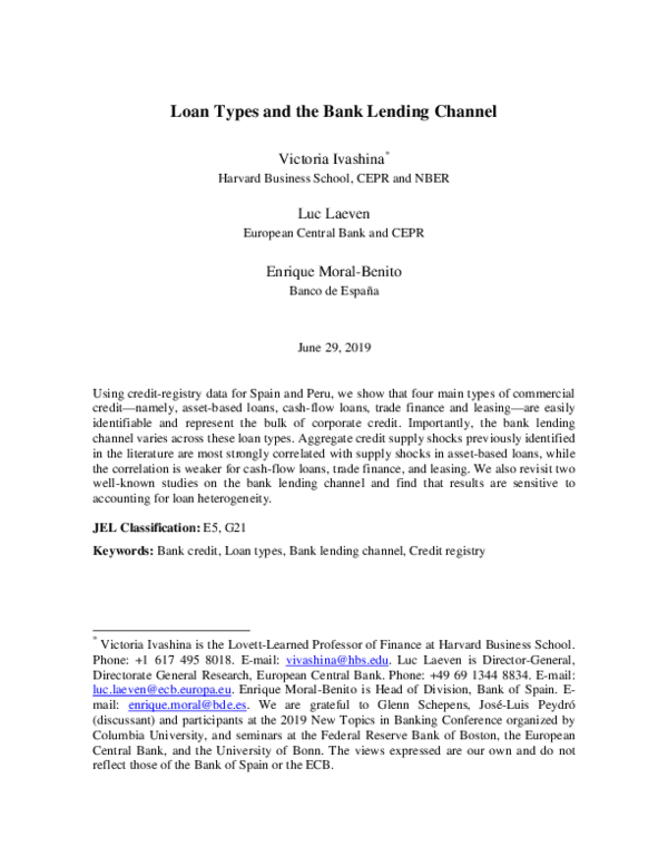 (PDF) Loan Types and the Bank Lending Channel