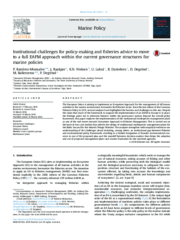 (PDF) Institutional challenges for policy-making and fisheries advice ...