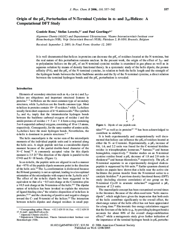 (PDF) Origin of the pKa Perturbation of N-Terminal Cysteine in α- and ...