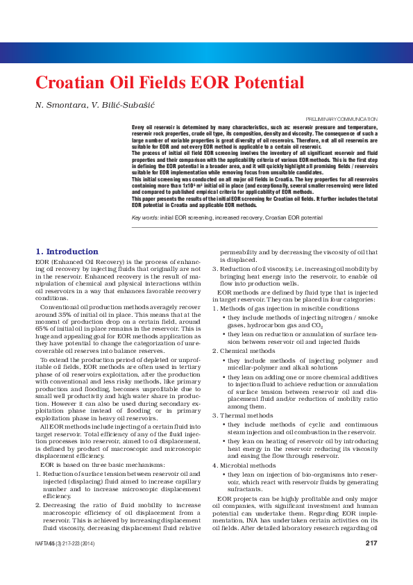 (PDF) Croatian Oil Fields EOR Potential
