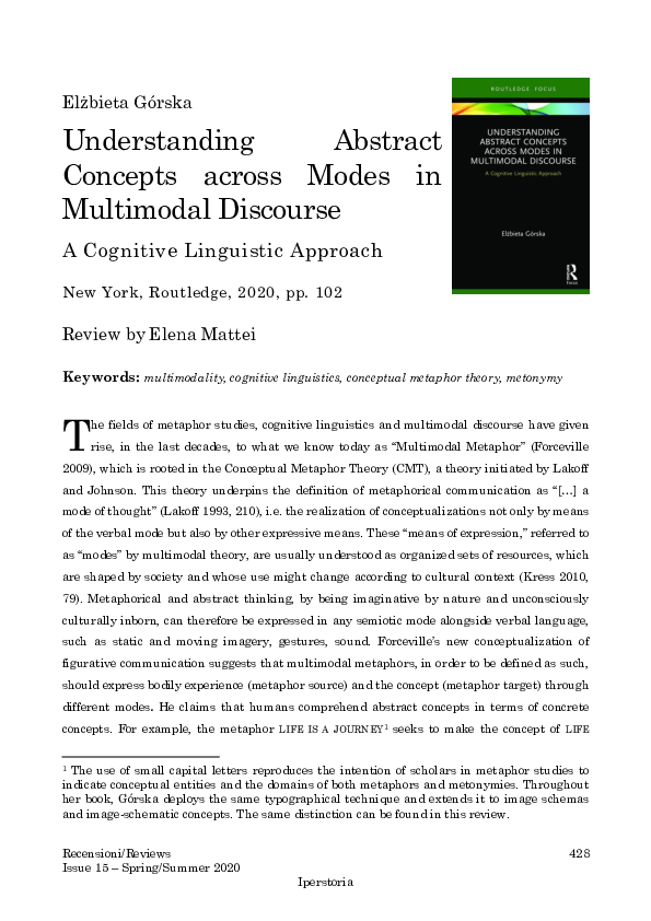 Pdf Understanding Abstract Concepts Across Modes In Multimodal Discourse A Cognitive
