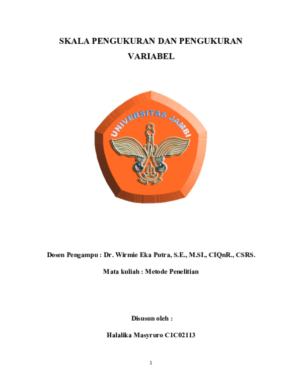 (DOC) SKALA PENGUKURAN DAN PENGUKURAN VARIABEL