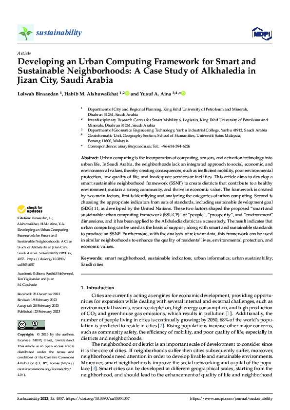 (PDF) Developing an Urban Computing Framework for Smart and Sustainable ...