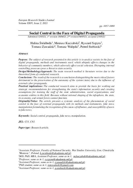 (PDF) Social Control in the Face of Digital Propaganda