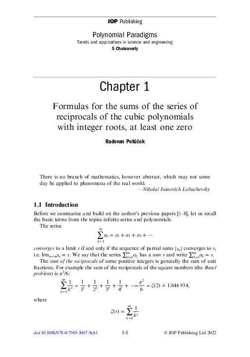 (PDF) Formulas for the sums of the series of reciprocals of the cubic ...