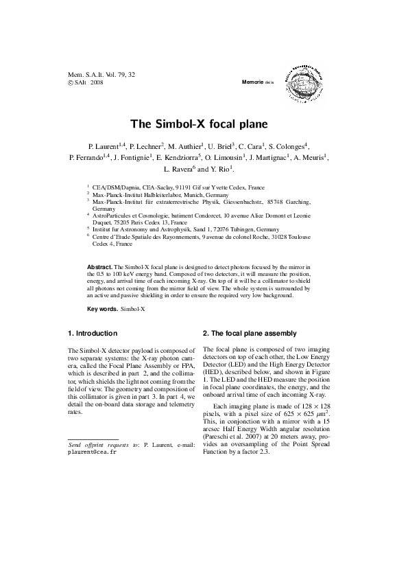 (PDF) The Simbol-X Focal Plane