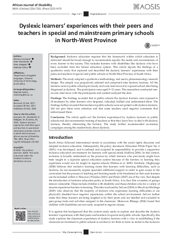 (PDF) African Journal of Disability