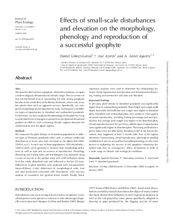 (PDF) Effects of small-scale disturbances and elevation on the ...