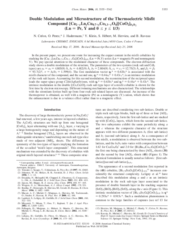 (PDF) Double Modulation and Microstructure of the Thermoelectric Misfit ...