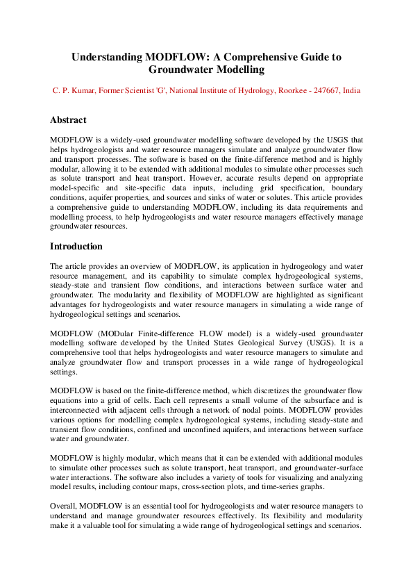 (PDF) Understanding MODFLOW: A Comprehensive Guide to Groundwater Modelling