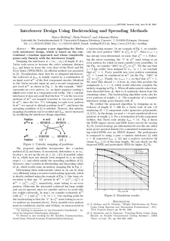 (PDF) Interleaver design using backtracking and spreading methods | Marco Breiling - Academia.edu