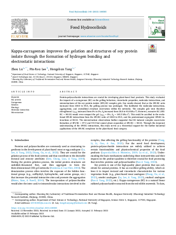 (PDF) Kappa-carrageenan improves the gelation and structures of soy ...