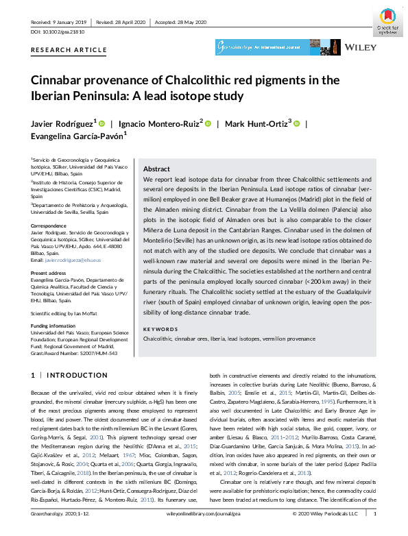 (PDF) Cinnabar provenance of Chalcolithic red pigments in the Iberian ...