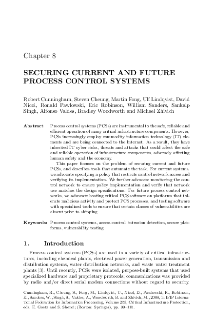 (PDF) Securing Current and Future Process Control Systems