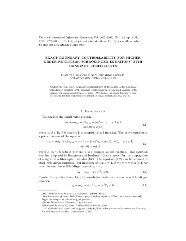 (PDF) Exact boundary controllability for higher order nonlinear Schrodinger equations with ...