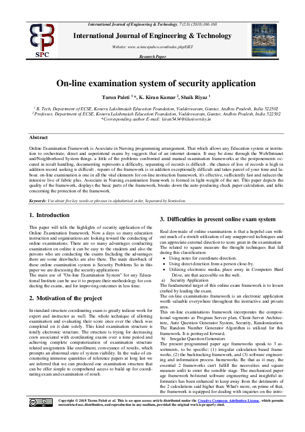 (PDF) On-line examination system of security application