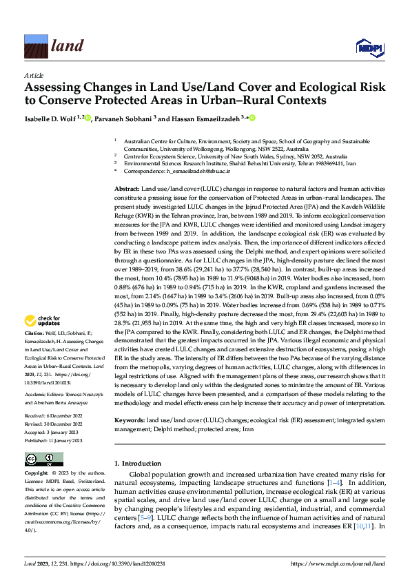 (PDF) Assessing Changes in Land Use/Land Cover and Ecological Risk to ...