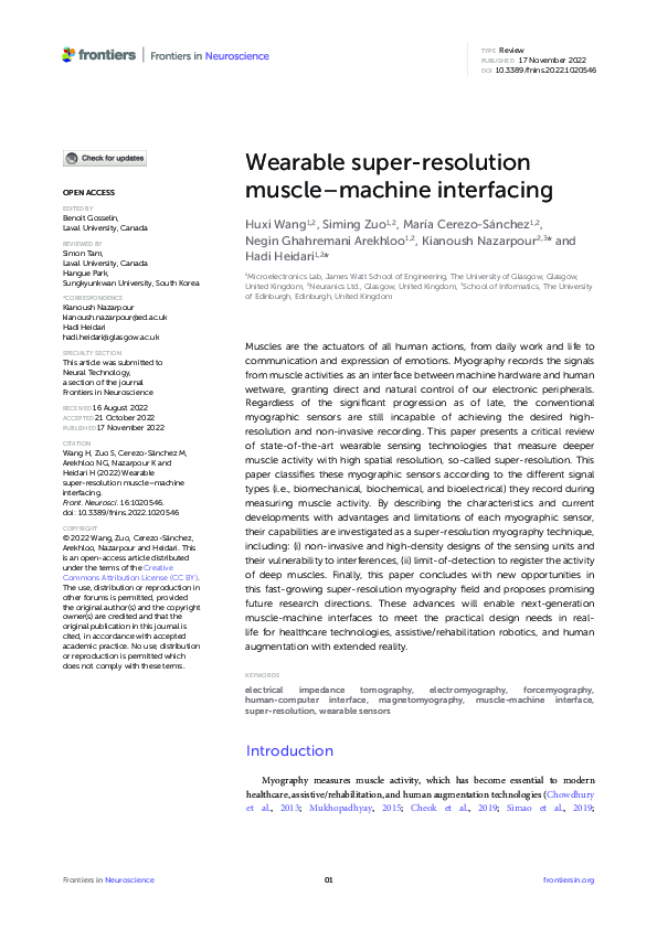 (PDF) Wearable super-resolution muscle–machine interfacing