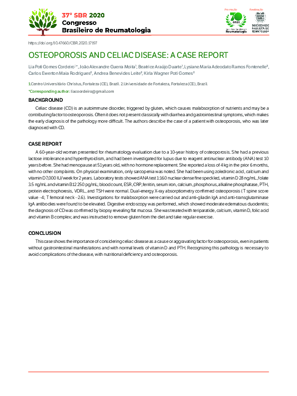 (PDF) Osteoporosis and Celiac Disease: A Case Report