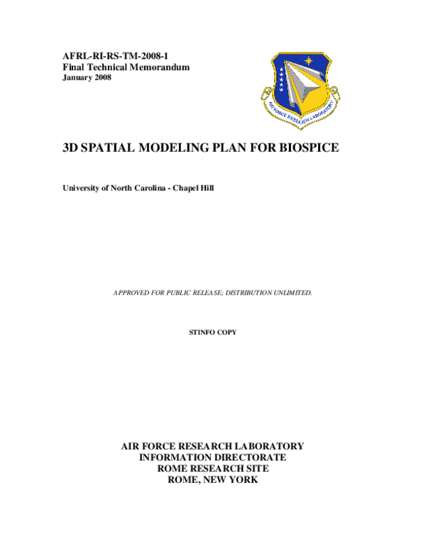(PDF) 3D Spatial Modeling Plan for Biospice