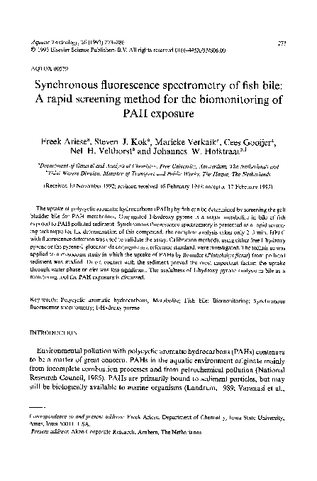 (PDF) Synchronous fluorescence spectrometry of fish bile: A rapid ...